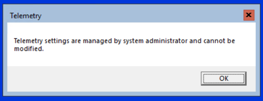Can't Change Telemetry - Microsoft Q&A