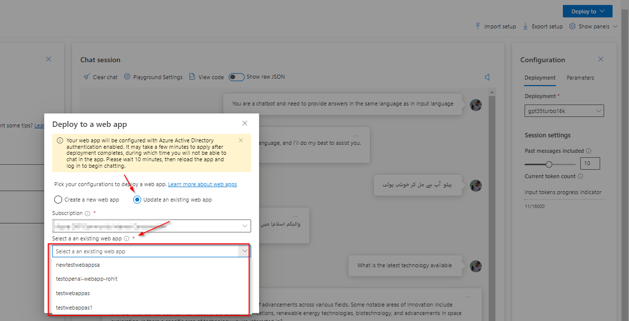 Chat playground webApp link disappears - Microsoft Q&A Chat playground webApp link disappears - Microsoft Q&A