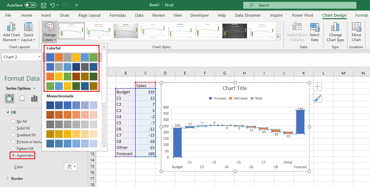 Formatting colour in waterfall chart - Microsoft Q&A