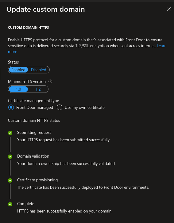 Azure Frontdoor Not Updating Managed Ssl Microsoft Qanda 
