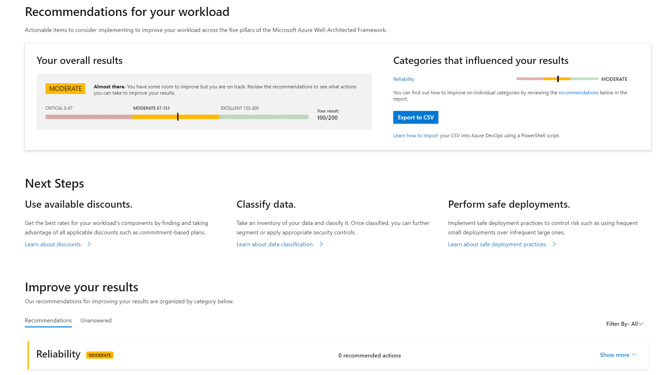 Azure Well-Architected Assessment confusing score for reliability ... Azure Well-Architected Assessment confusing score for reliability ...