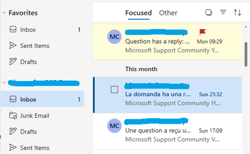 How can i see the total number of new unread emails for every email ...