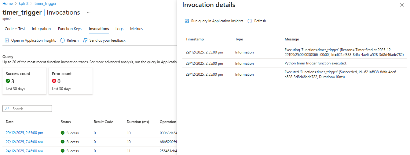 Azure Function Python V2 Timer Trigger Not Executing - Microsoft Q&A