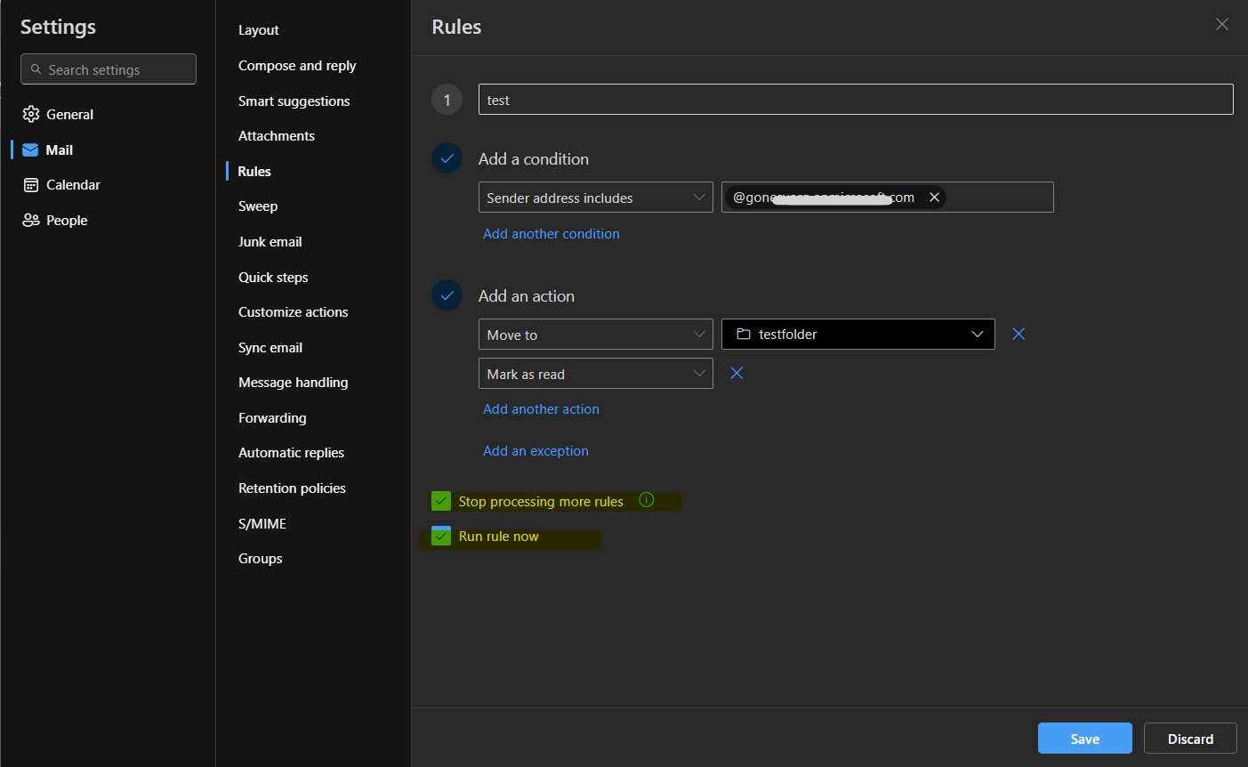 Creating An Inbox Rule Using Sender's Domain - Microsoft Q&A
