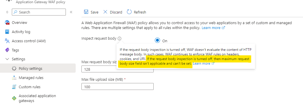 Azure WAF V2 restricting file upload above 750 MB - Microsoft Q&A