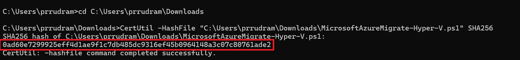 Azure Migrate hash value don't match for the hyper-v script - Microsoft Q&A