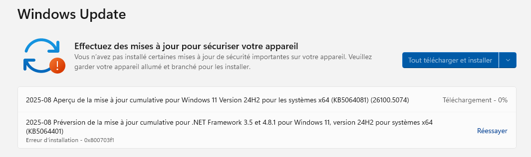Mises à jour impossible windows update Erreur d’installation ...