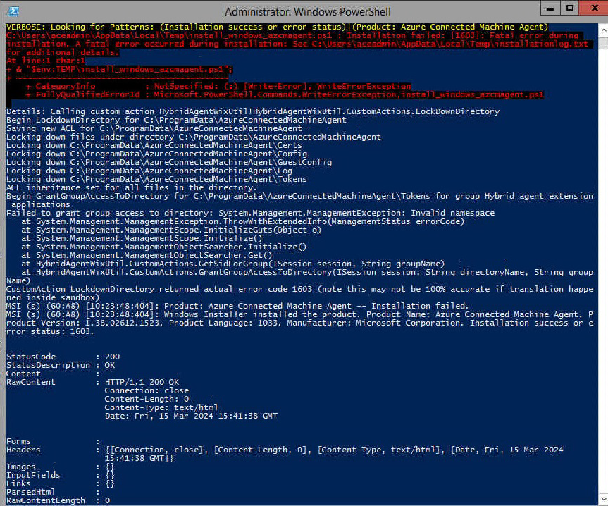 Azure Arc connection Error: Invalid namespace - Microsoft Q&A Azure Arc connection Error: Invalid namespace - Microsoft Q&A