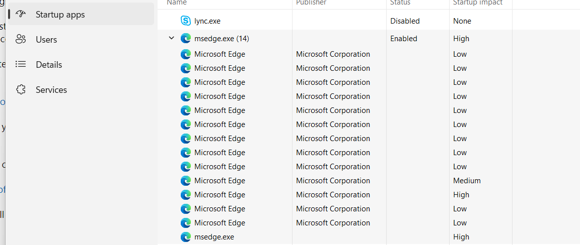 msedge.exe has 14 instances in startup applications - Microsoft Q&A