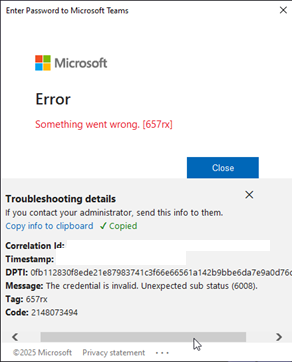 Unable to Log in to Microsoft Teams – Error [657rx] - Microsoft Q&A