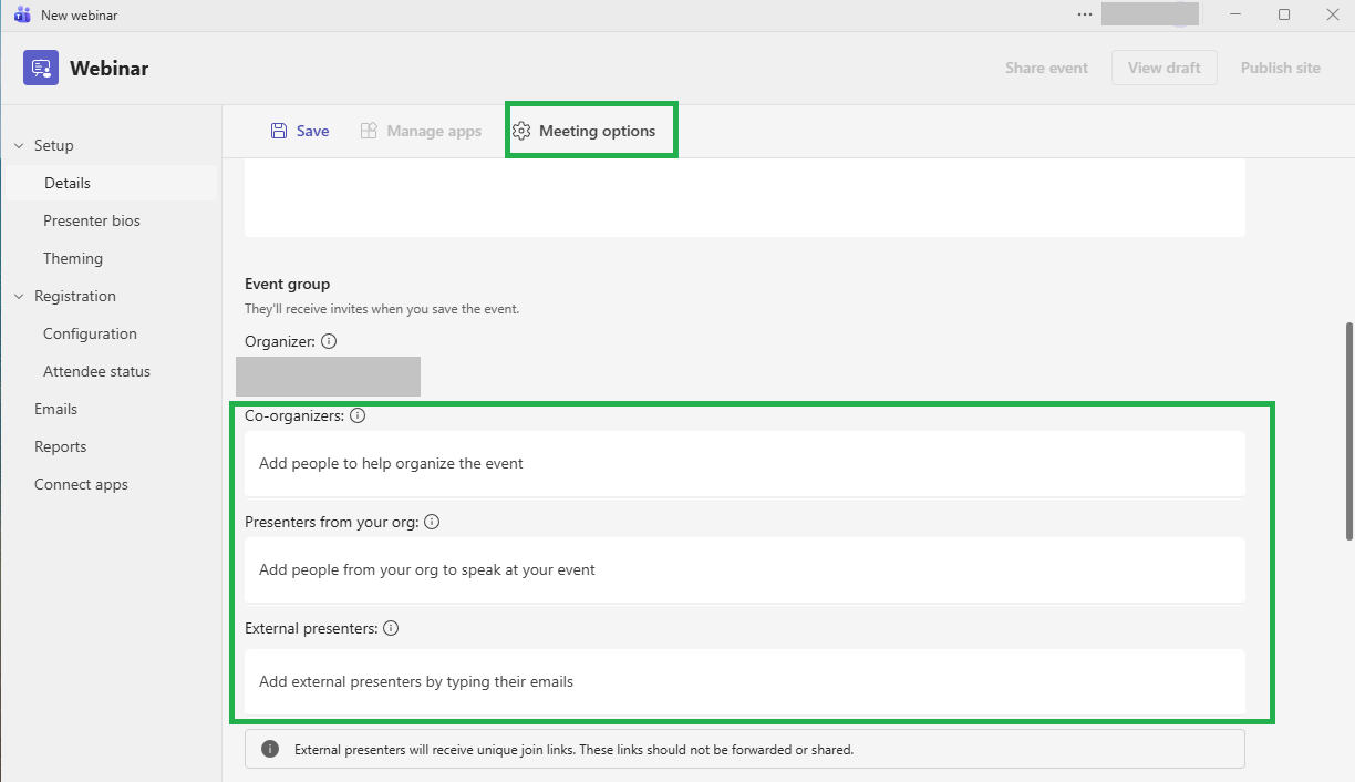 Hosting a Teams Webinar for external client - they are bringing a ...