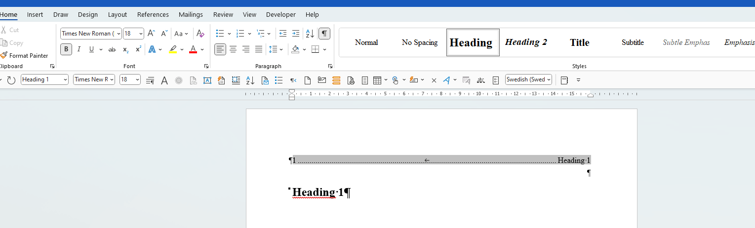 Leader dots in Table of Contents BEFORE Title 1 Heading - Microsoft Q&A