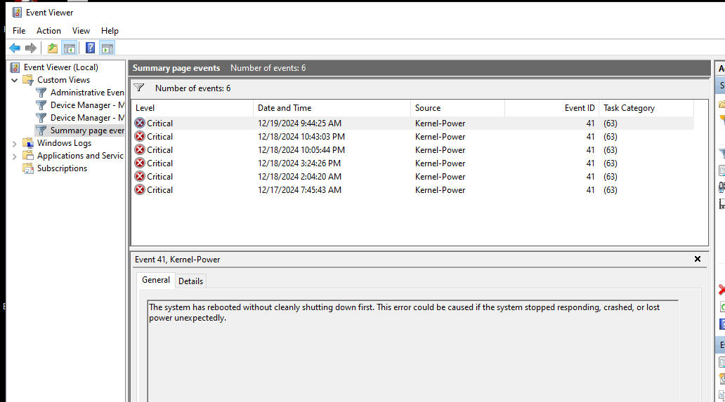 Event 55 Kernel-Processor-Power (Microsoft-Windows-Kernel-Processor ...