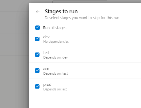 HOW TO DESELECT STAGES IN YAML PIPELINE - Microsoft Q&A