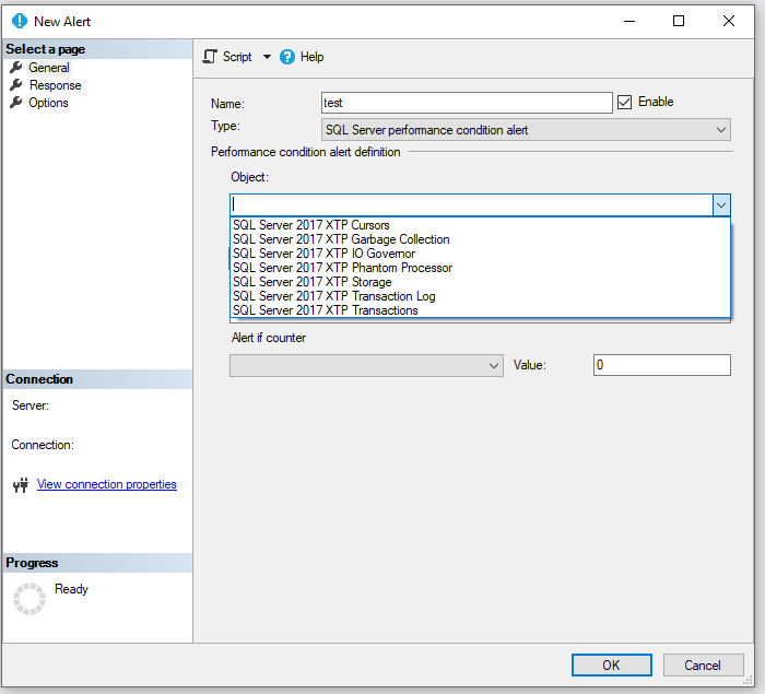 SQL 2017 Performance alert setup am i seeing the right options ...