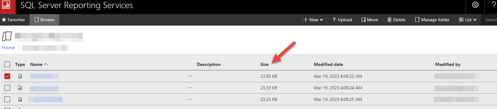 Where do you find the RDL size in SSRS - Microsoft Q&A