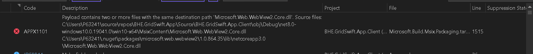 Error APPX1101: [UWP] Payload contains two or more files with the same destination path ...