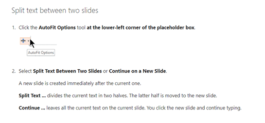 Split body text between two slides - Microsoft Q&A