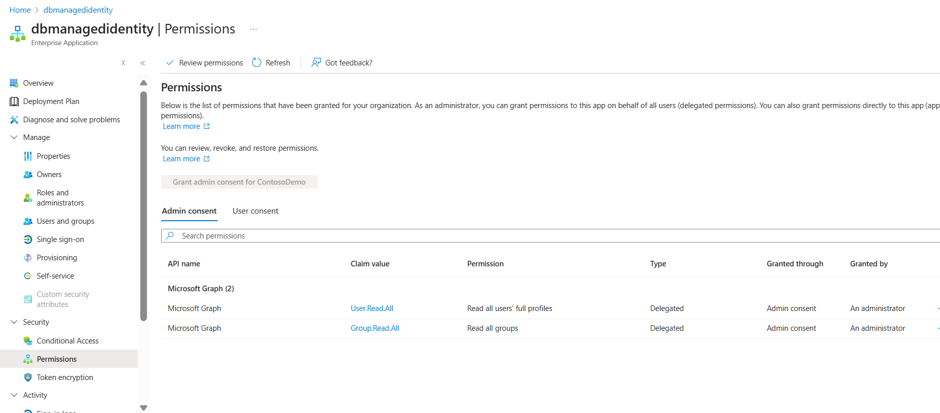 Unable to grant Graph API permission to Managed Identity Enterprise application - Microsoft Q&A