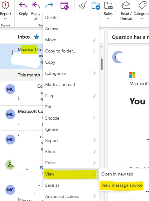 How Do You Get The Headers From Subject Date Etc In The New Outlook Microsoft Qanda