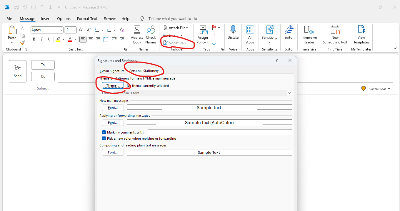 how to change default page color for new emails in outlook - Microsoft Q&A