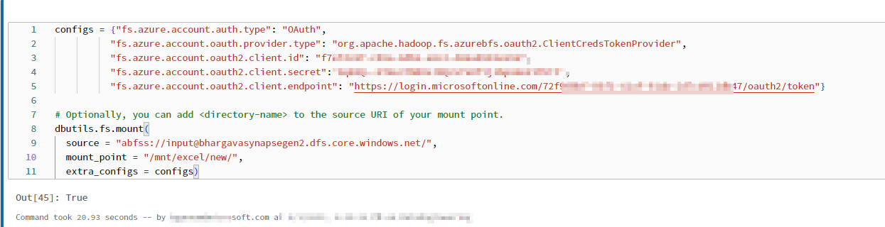 Mounting azure storage ADLSgen2 on azure databricks - Microsoft Q&A