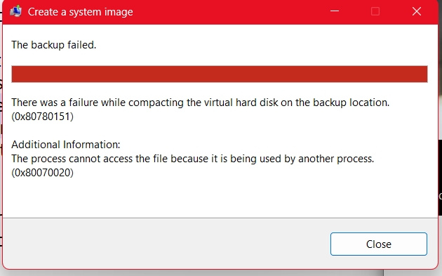 Windows 11: Repeated System backup image failure - Microsoft Q&A