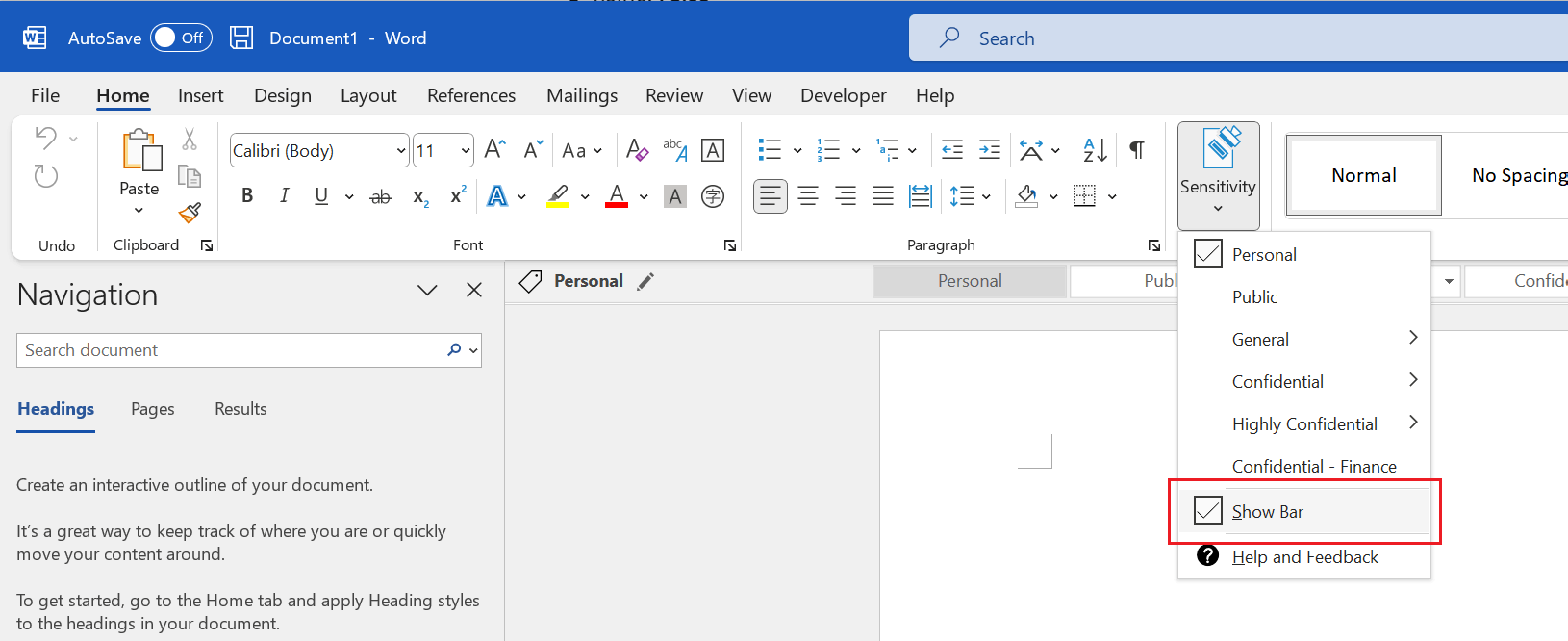 Show sensitivity bar in office apps - Microsoft Q&A