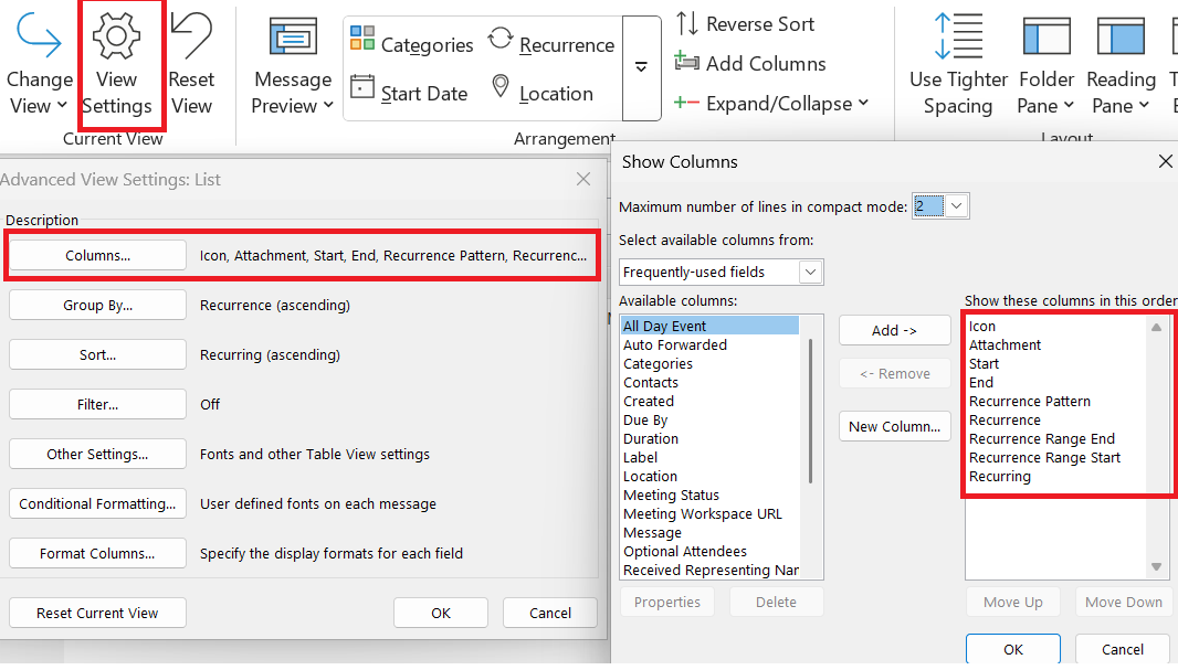 How can I display meeting recurrence start and end in Calendar search results? - Microsoft Q&A