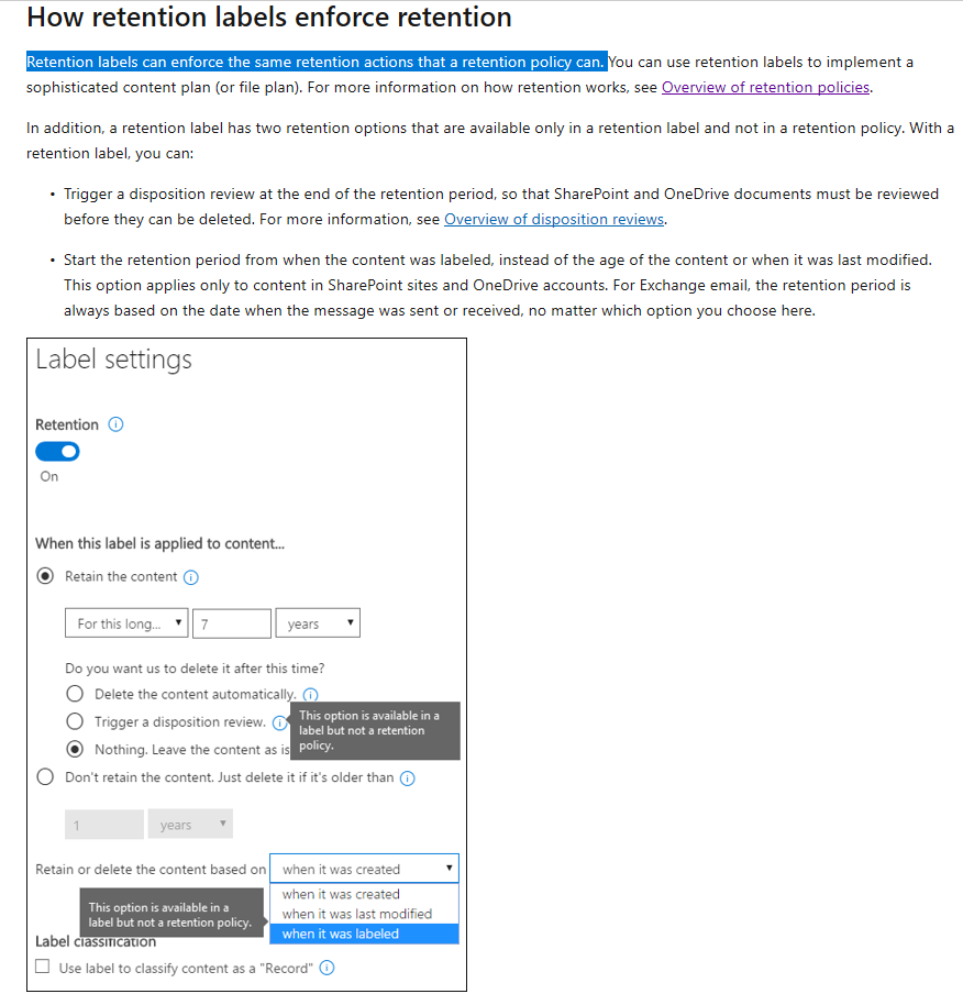Setting up a retention policy separately for a folder or document ...