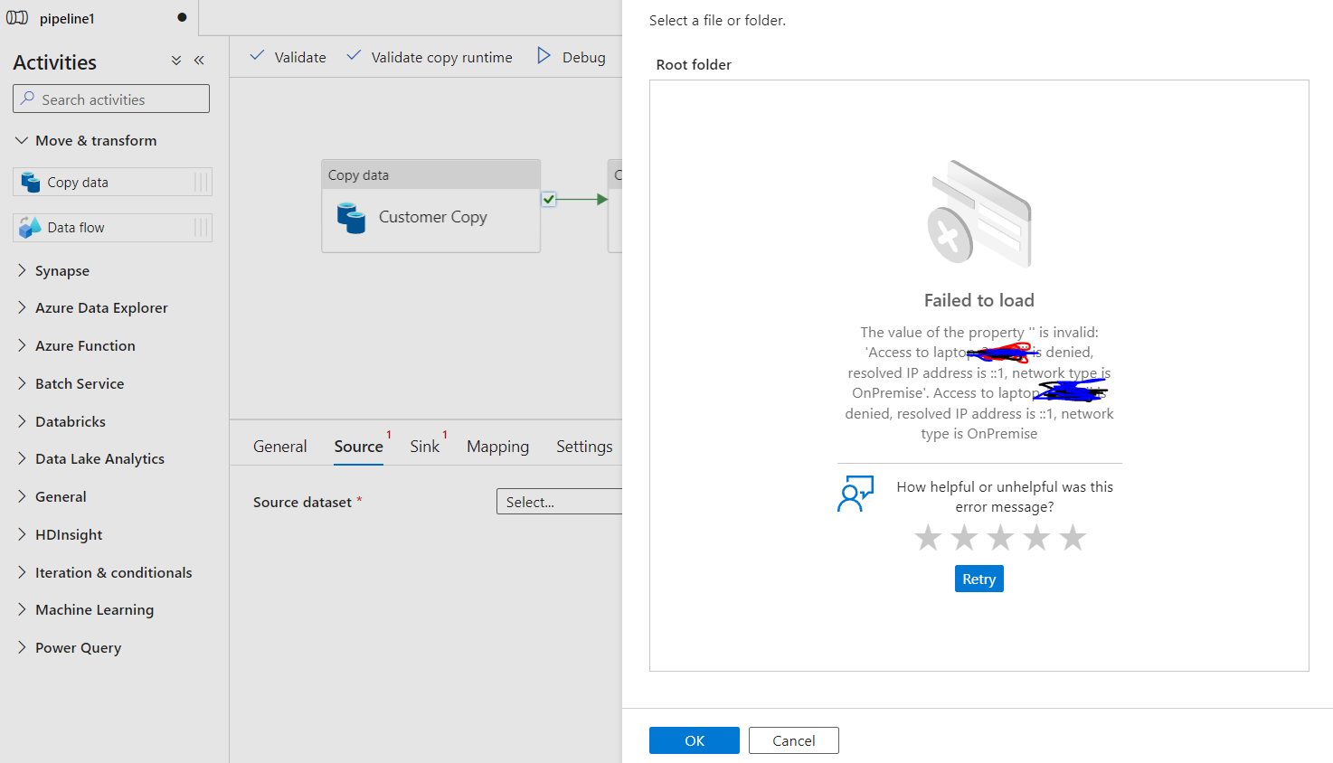 Can't connect to Integration Service File System Access Denied ...