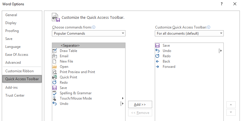 Outlook 2016 - back and forward arrow navigation buttons not available ...