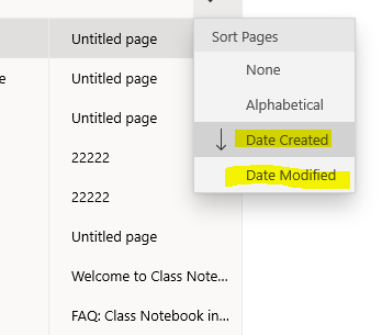 OneNote - Cannot sort the pages of the notebook by date - Microsoft Q&A