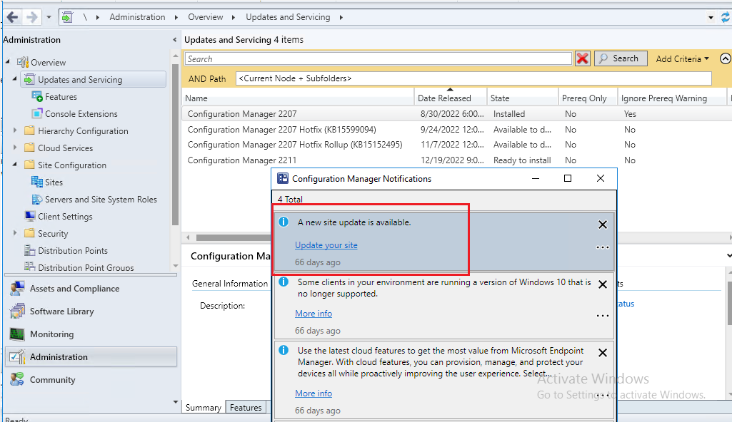 Updates to Config Manager no longer appear in console - Microsoft Q&A