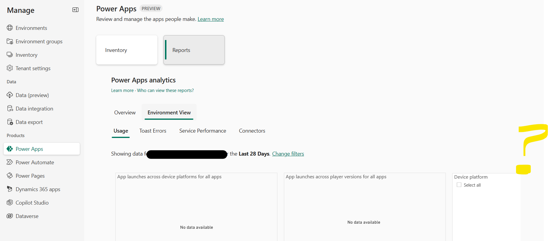 Power Platform Power Apps Reports Screen is missing the scrollbar ...