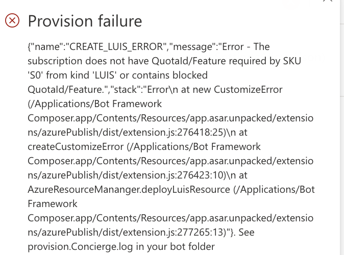 CREATE_LUIS_ERROR on Bot Publish - Microsoft Q&A CREATE_LUIS_ERROR on Bot Publish - Microsoft Q&A