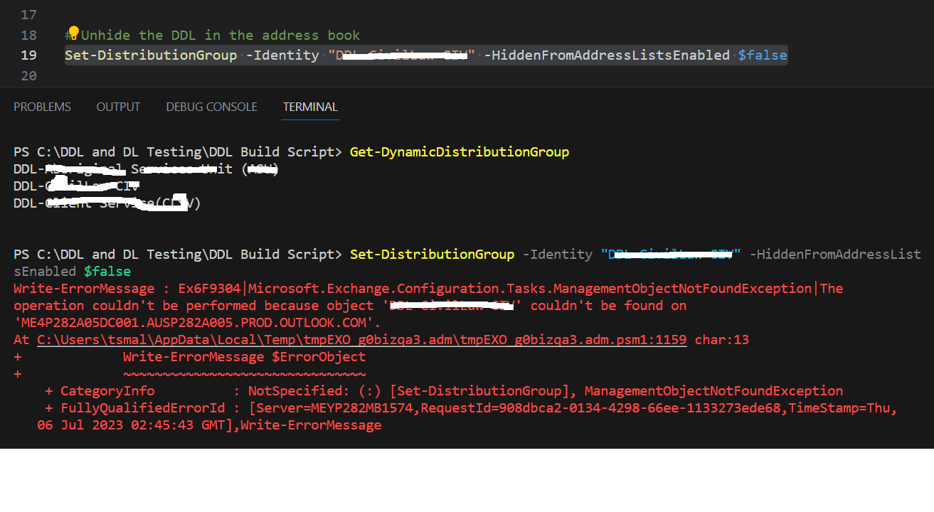 Error Unhiding a Hidden DDL in Exchange Online - Microsoft Q&A