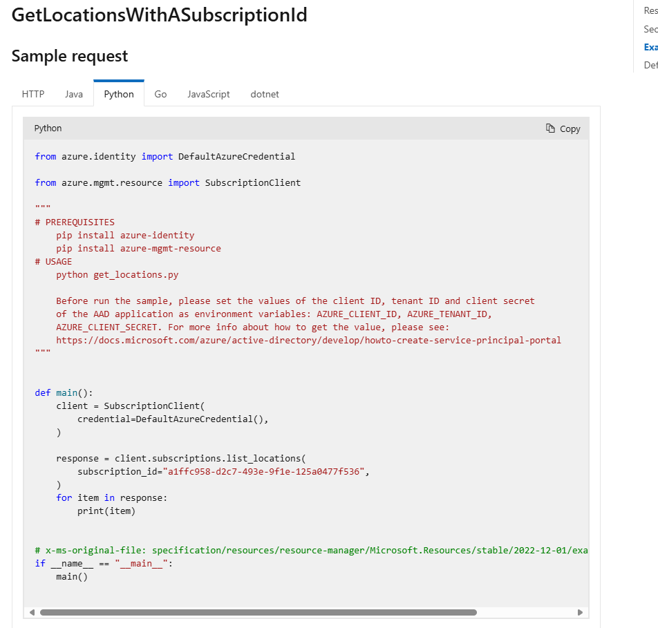 Azure Python SDK doesn't return a region available on the website - Microsoft Q&A