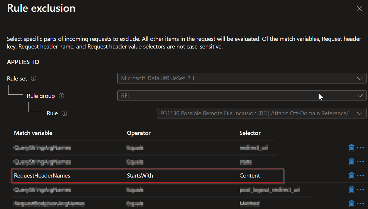 WAF policy not exluding Header Content-type after exclusion - Microsoft Q&A