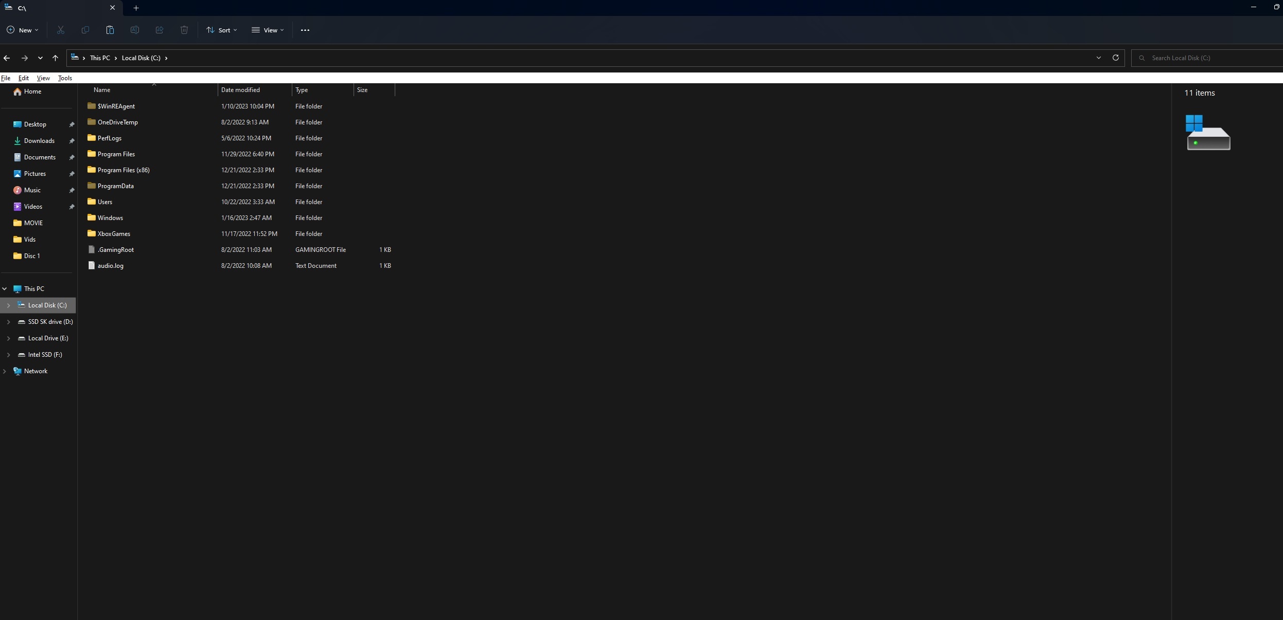 Windows 11 File explorer bug? (Grey Bar with File, Option, Tools, etc ...
