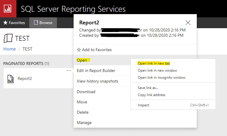 SSRS 2016 Report Server - Missing right click options on reports ...