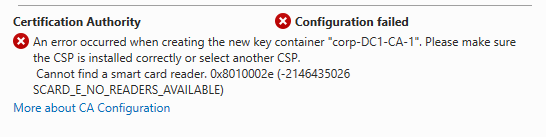 Microsoft Smart Card Key Storage Provider - Microsoft Q&A
