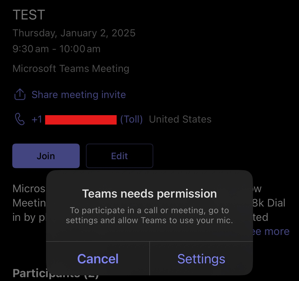 MS Teams: Microphone permissions for teams not showing in iOS ...
