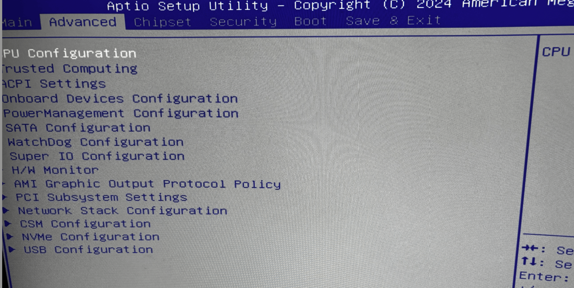Aptio Setup Utility Copytright 2024 (version 2.18.1263) - Microsoft Q&A