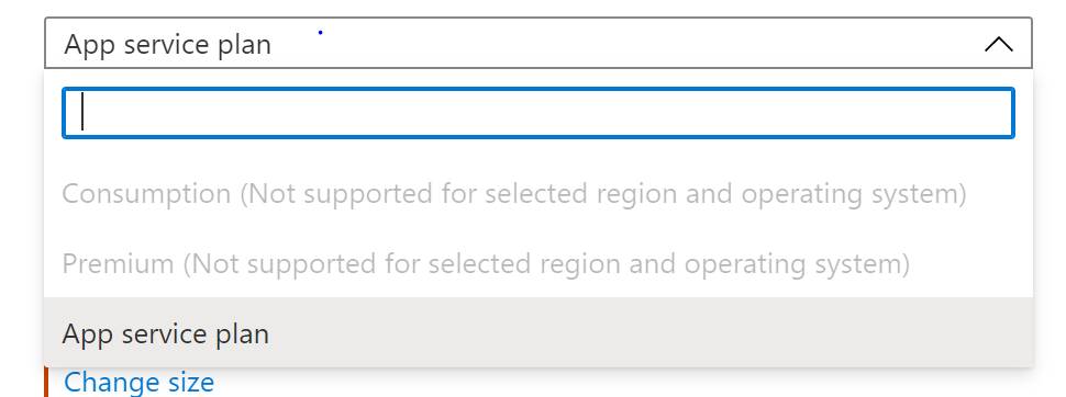 plan not supported for selected region and operating system ...