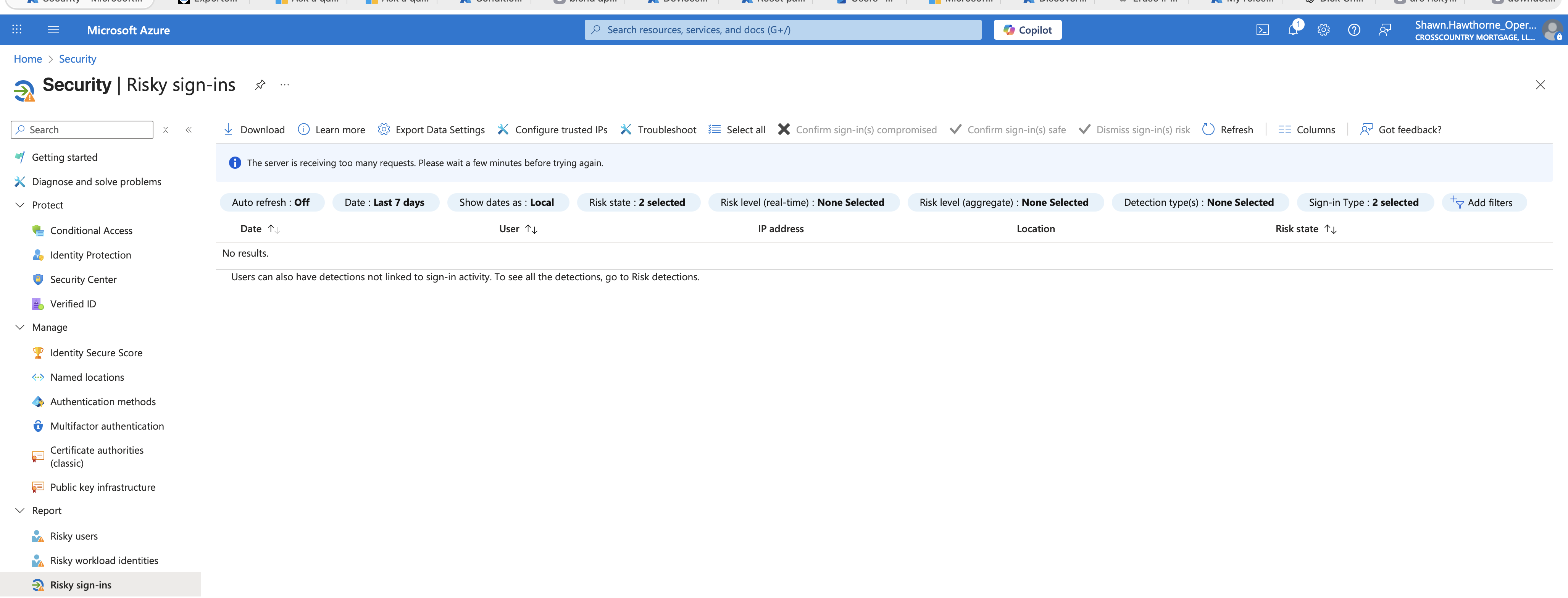 Issues with Identity Protection, Risky sign ins no longer populating ...
