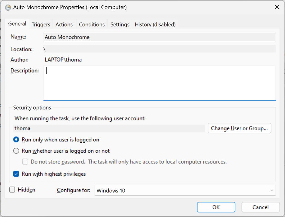 Unable to get Task Scheduler to engage Autohotkey script for Monochrome ... Unable to get Task Scheduler to engage Autohotkey script for Monochrome ...