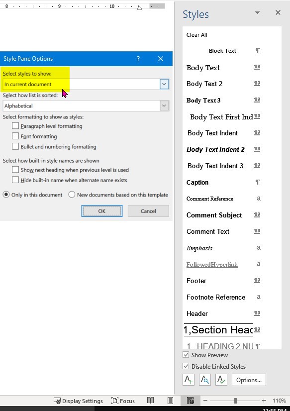 MS Word - how to reveal "lost" built-in styles and show their reserved ...