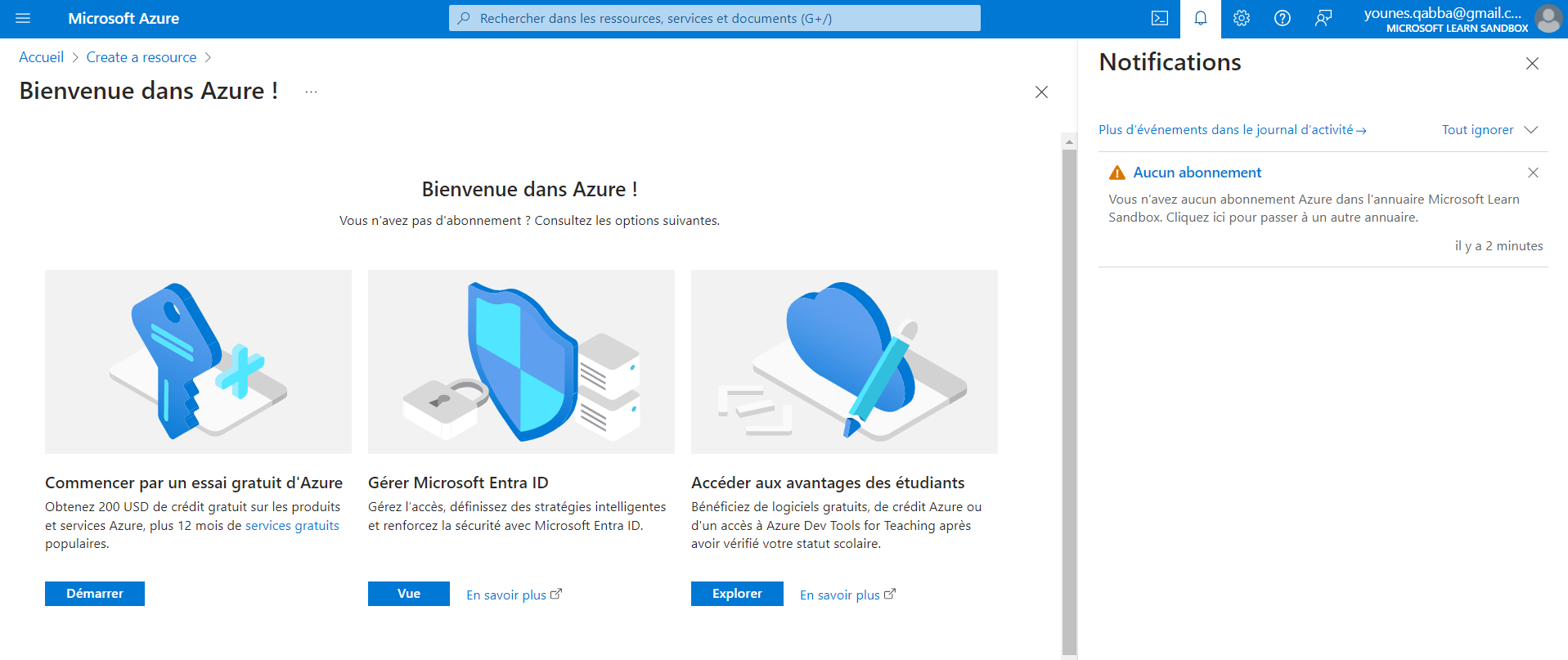 No subscription in Azure sandbox - Microsoft Q&A