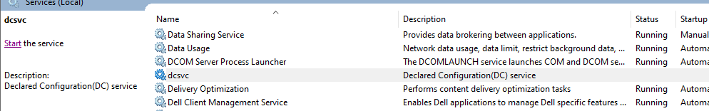 What is 'dcsvc' service? | Declared configuration(dc) service - Microsoft Q&A